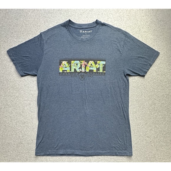 Ariat | Shirts | Ariat Shirt Adult Large Blue Green Logo Spelled Out ...